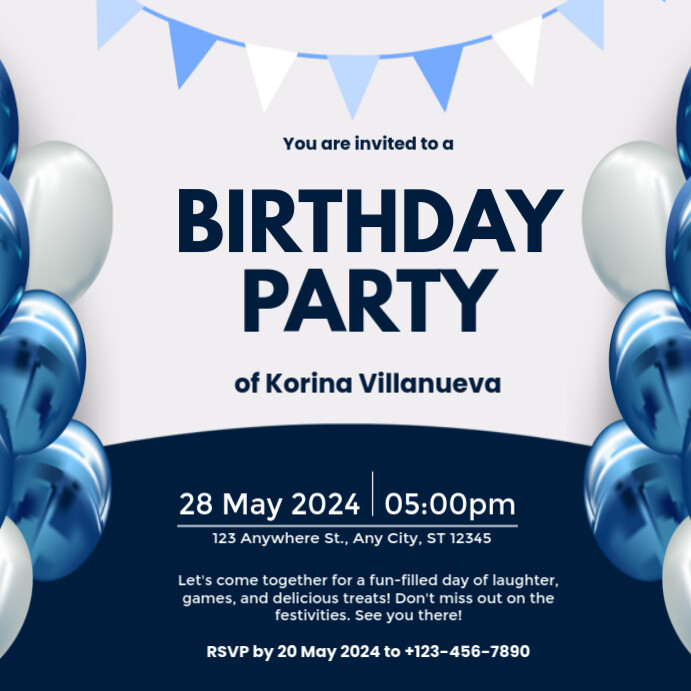 White Birthday Party Instagram Post Template | PosterMyWall