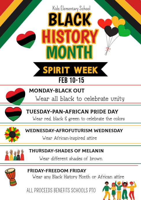 Copy of White Black History Month Spirit Week A5 | PosterMyWall