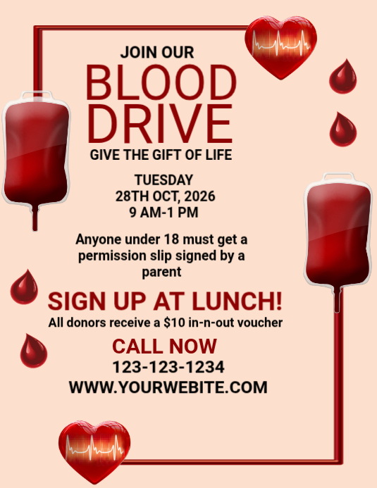 White Blood Donation Drive Flyer Template | PosterMyWall