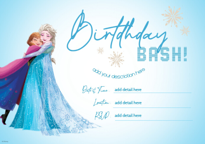 White blue Frozen Birthday A4 Template | PosterMyWall