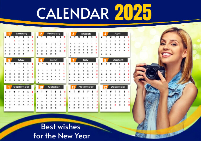 Copy of White - Blue Professional Calendar 2025 A3 | PosterMyWall