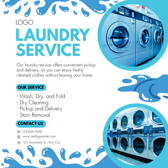 Copy of White Blue Simple Laundry ServicSDFGe IDFGsta | PosterMyWall