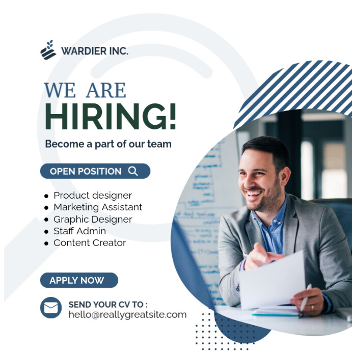 White Blue Simple Minimalist Job Vacancy Instagram Post Template ...