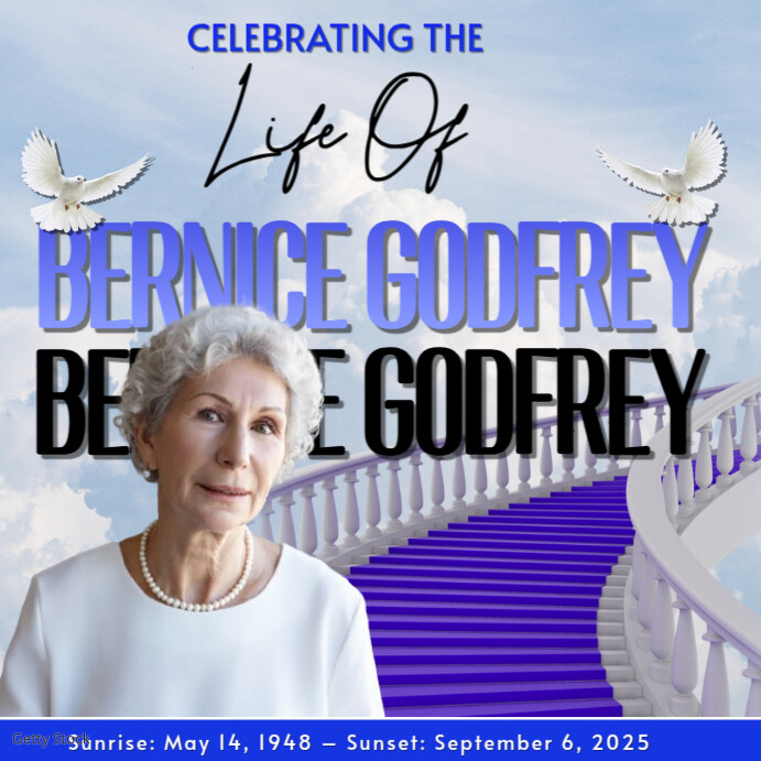 white blue stairs Funeral Flyer Memorial Flyer Template | PosterMyWall