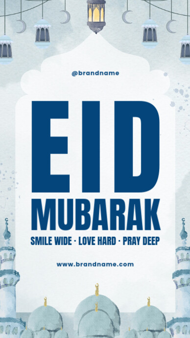Copy of White Blue Typographic Elegant Eid Vibes Eid Mubarak Happy Eid Islamic Greeting ...