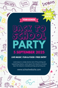 Black White Back To School Party Poster Template | PosterMyWall