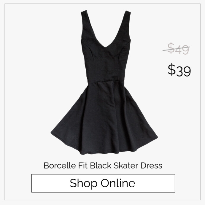 Copy of White Borcelle Fit Black Skater Dress Instagram Post | PosterMyWall