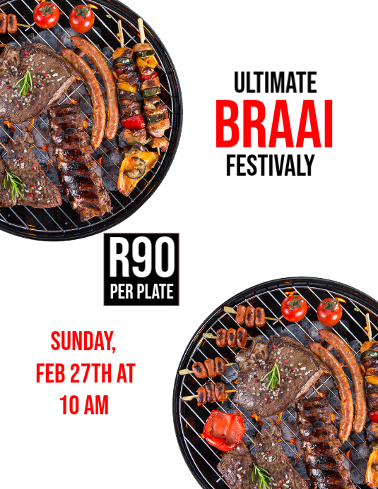 White Braai Festival Flyer Template | PosterMyWall