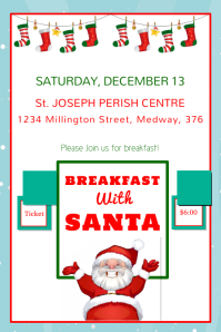 Christmas Breakfast With Santa Poster Template | PosterMyWall