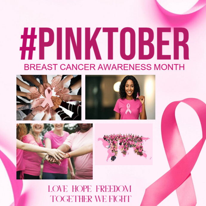 White Breast Cancer Square (1:1) Template | PosterMyWall