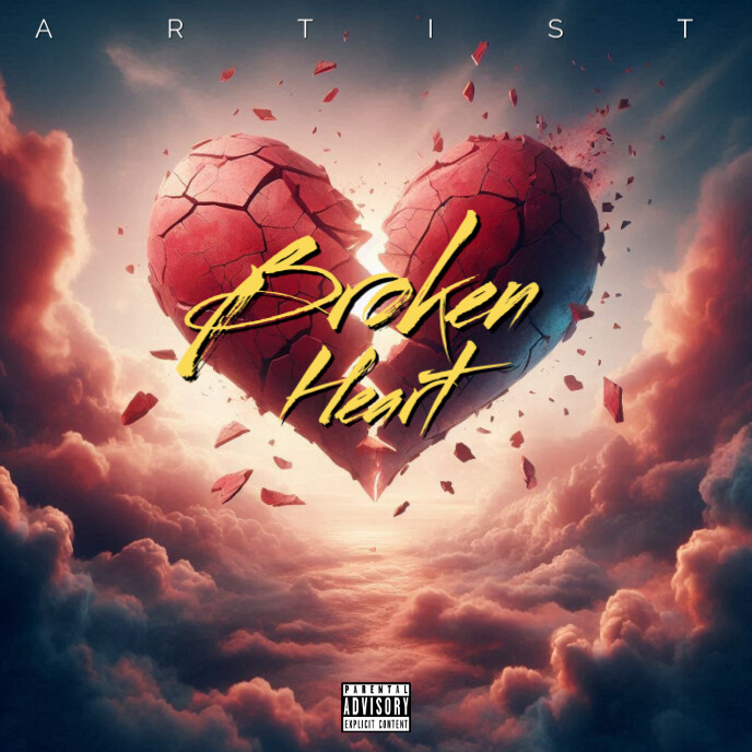 White Broken Heart Album Cover Template | PosterMyWall