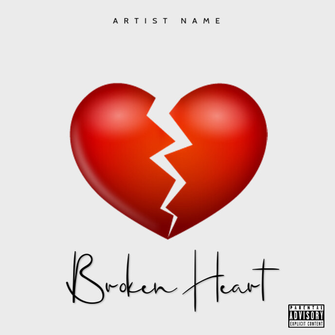 White Broken Heart Mixtape Cover Album Cover Template | PosterMyWall