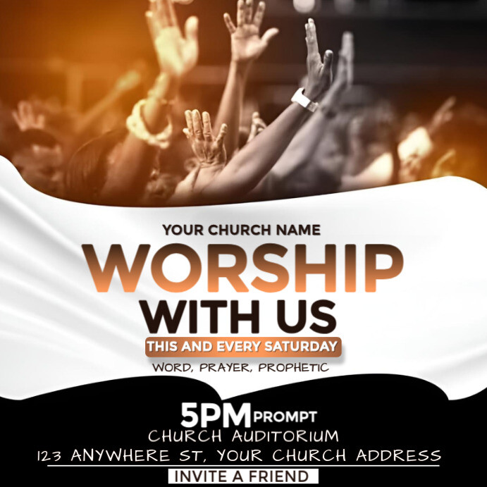 White brown Maximalist Church Worship Event Instagram Post Template ...