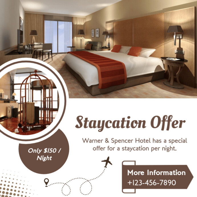Copy of White brown Modern & Minimal Staycation Offer Instagram Post ...