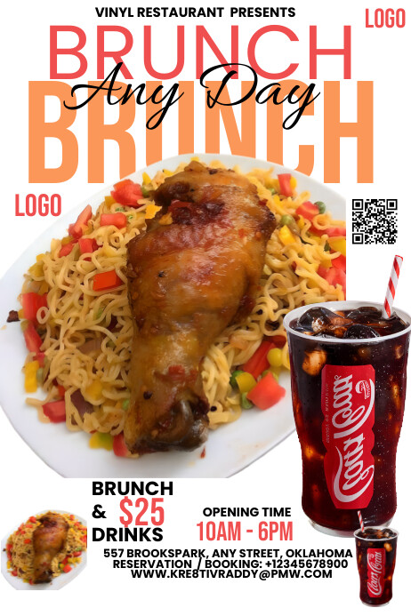 White Brunch Ads Poster Template | PosterMyWall