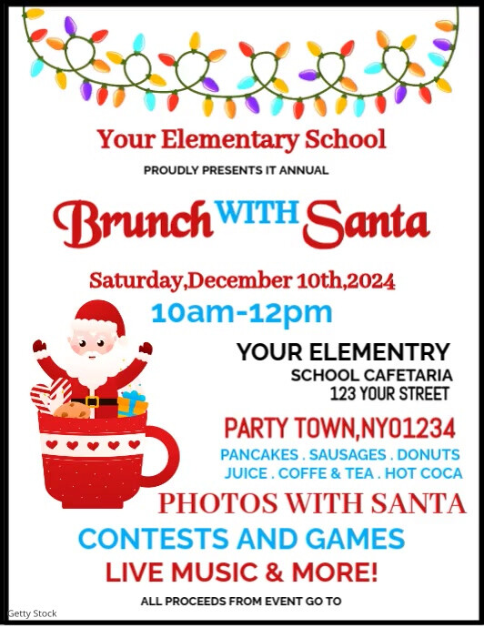 White Brunch With Santa Video Flyer (us Letter) Template | PosterMyWall