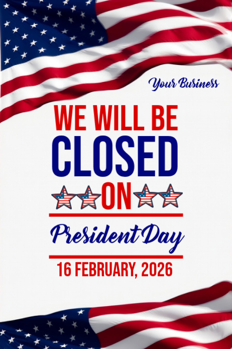 White Business Closure Announcement Poster templaat | PosterMyWall