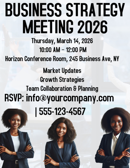 White Business Strategy Meeting Flyer Template | PosterMyWall