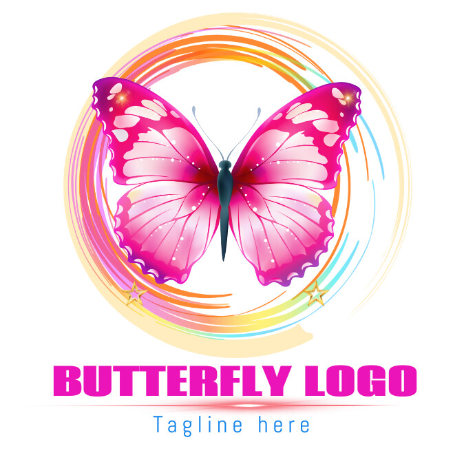White Butterfly Logo Logo Template | PosterMyWall