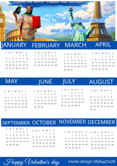 White Calendar New Year 2026 A4 Template | PosterMyWall
