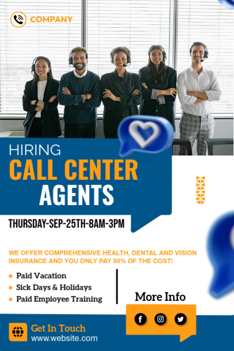 White Call Center Poster Template | PosterMyWall