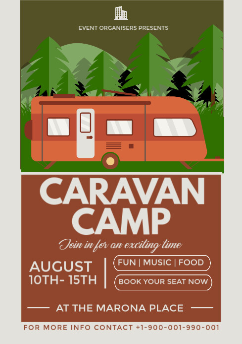 White Caravan Camp Flyer A3 Template | PosterMyWall