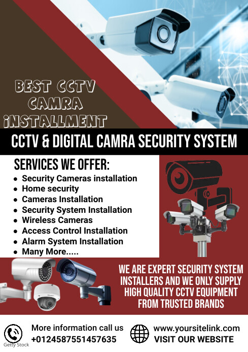 White Cctv Camra Installation Flyer A4 Template | PosterMyWall