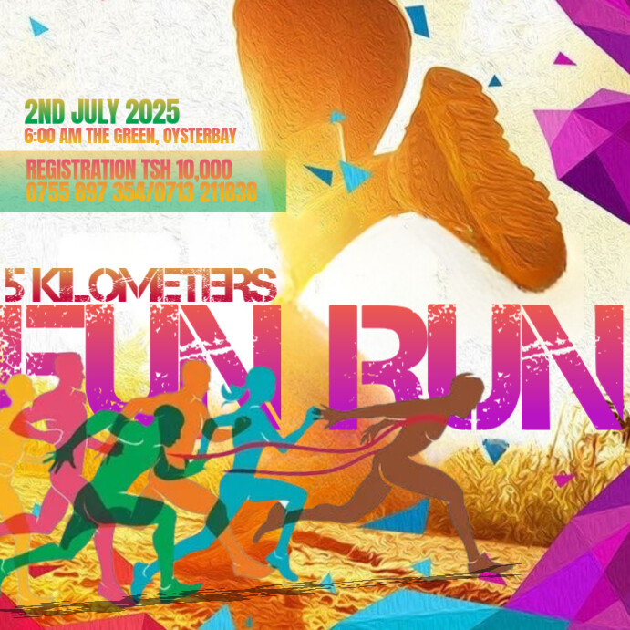 White Ceria Fun Run Pos Instagram Template | PosterMyWall