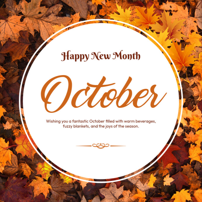 White Ceria Happy New Month October Pos Insta Template | PosterMyWall