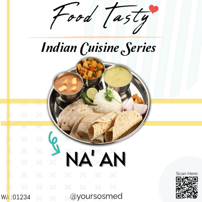 White Ceria Naan Indian Food Pos Instagram Templat | PosterMyWall
