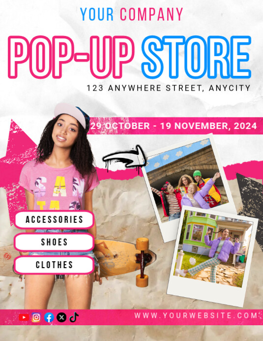 White Ceria Pop-up Shop Pamflet (letter As) Template | PosterMyWall