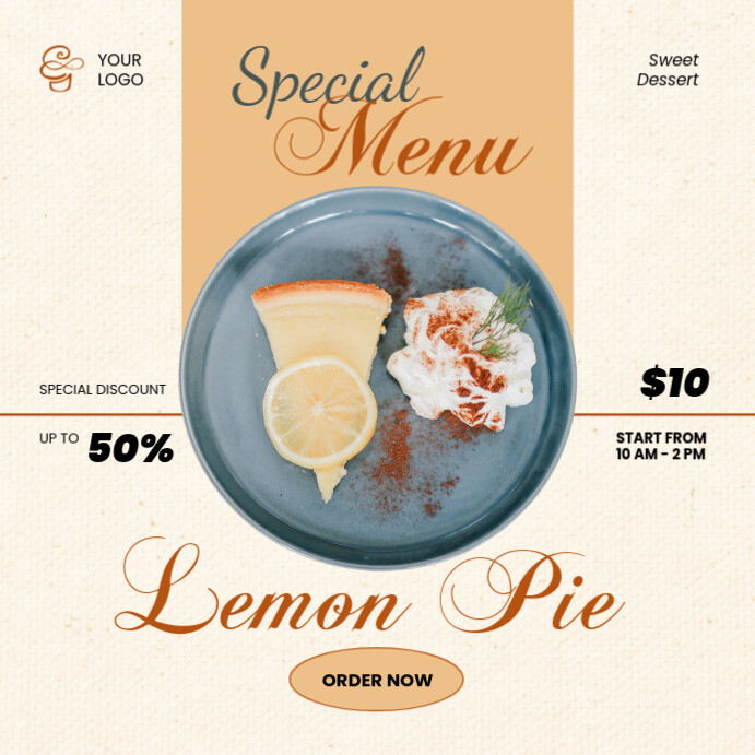 White Ceria Special Menu Lemon Pie Pos Instagram Template | PosterMyWall