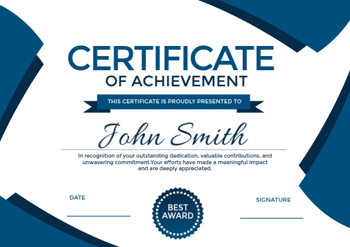 White Certificate Of Achievement Template A4 | PosterMyWall