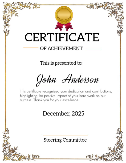 White Certificate Of Achievement Template/ Certificate Template ...