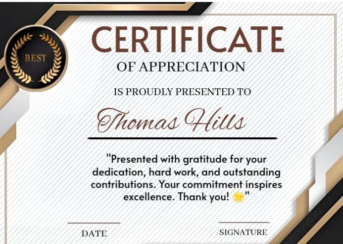 White Certificate Of Appreciation Postcard Template | PosterMyWall