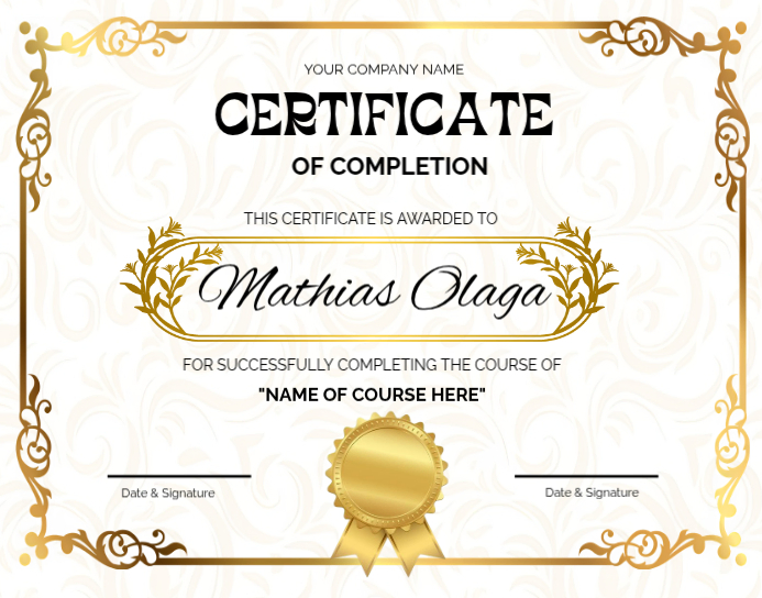 Copy of White Certificate of Completion Poster/Wallboard | PosterMyWall