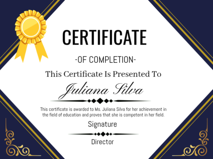 White Certificate of Completion Presentation Template | PosterMyWall