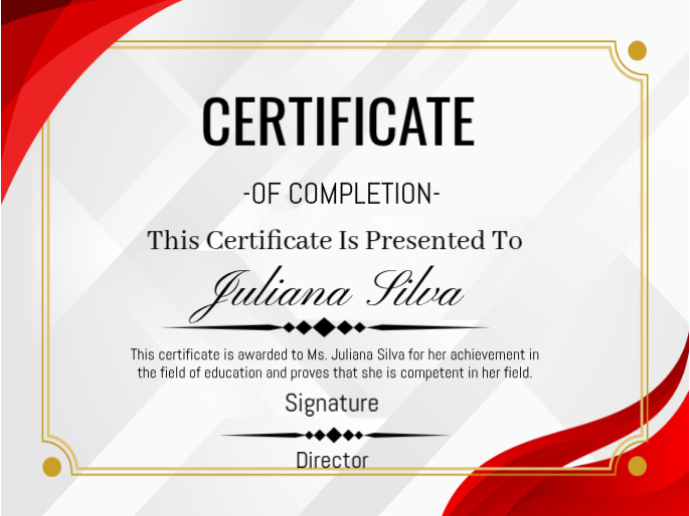 White Certificate of Completion Presentation Template | PosterMyWall