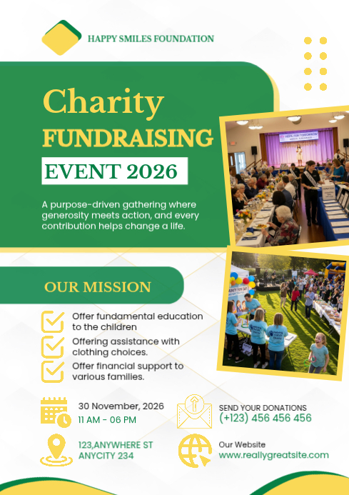 White Charity Fundraising Event A4 Template | PosterMyWall