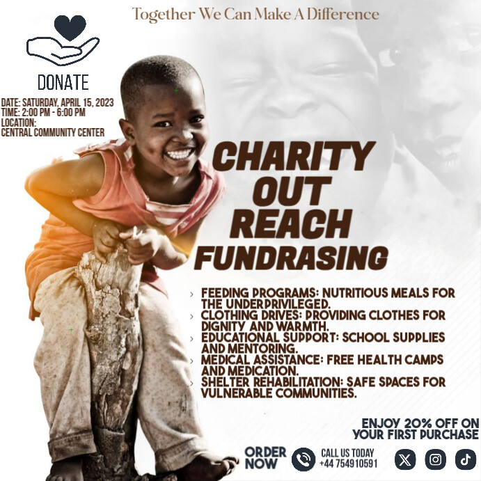 Copy of White Charity Outreach Instagram Post | PosterMyWall