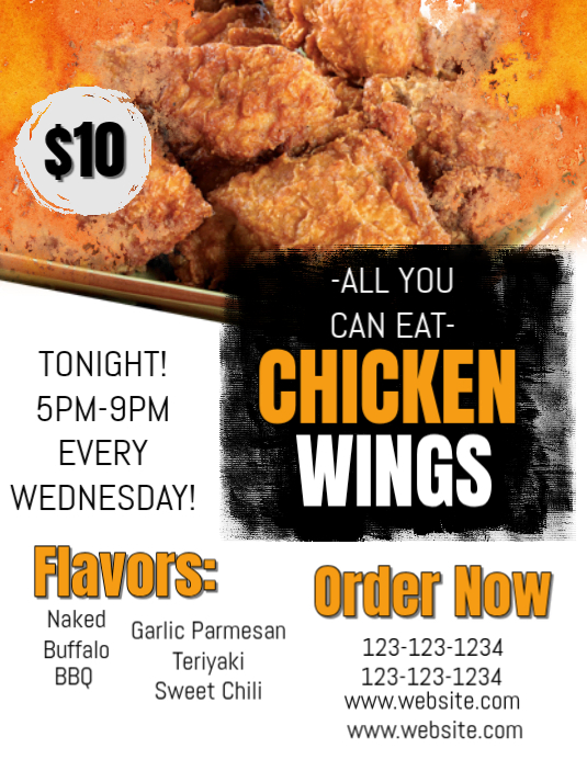 White Chicken Wings Promotion Flyer Template | PosterMyWall