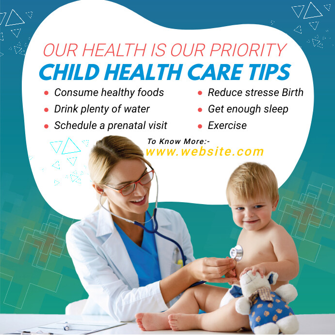 White Child Health Care Tips Instagram Post Templat | PosterMyWall