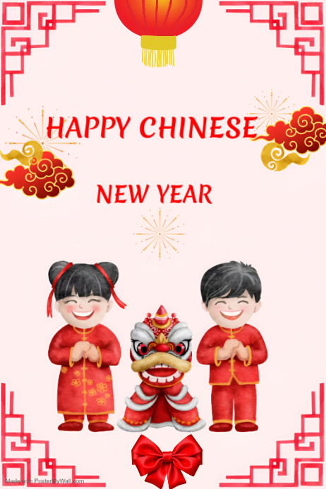 White Chinese New Year Poster Template | PosterMyWall