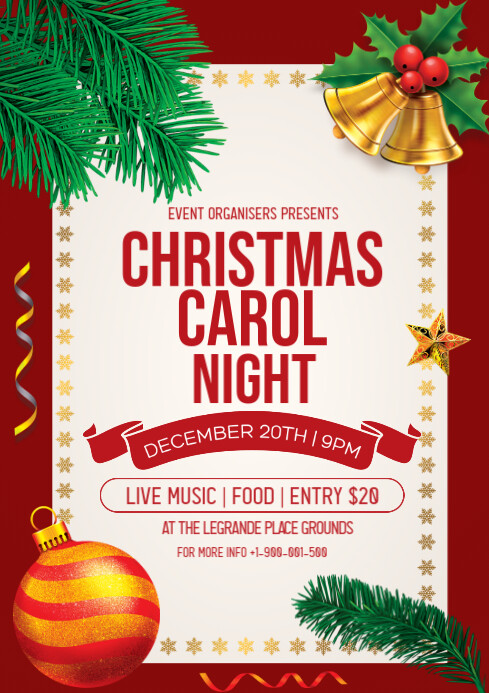 White Christmas Carol Night A3 Template | PosterMyWall