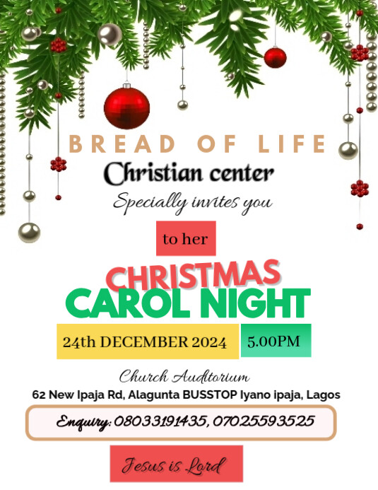 White Christmas Carol Template Design Flyer (us Letter) | PosterMyWall