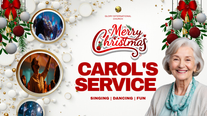 White Christmas Carols Youtube Thumbnail Template | PosterMyWall