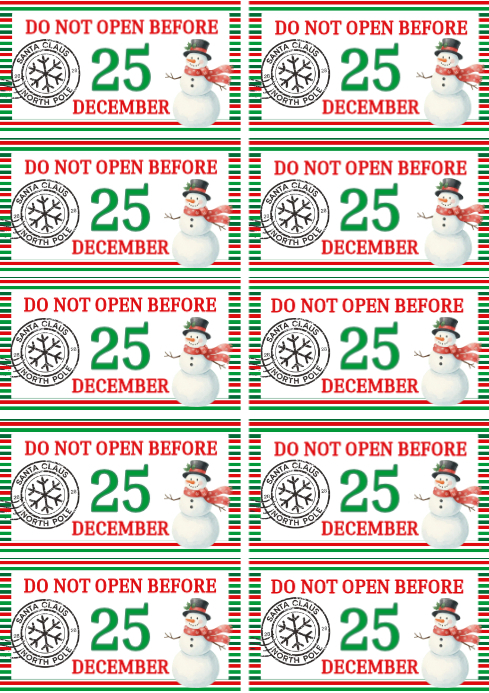 White Christmas Gift Tags Printable Sheet A4 Template | PosterMyWall
