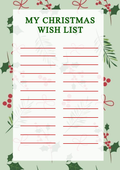 Plantilla de White Christmas List A4 | PosterMyWall