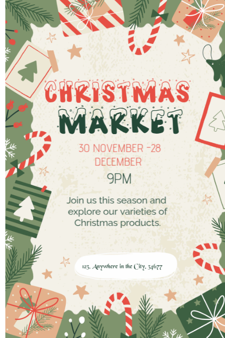 White Christmas Market 2025 Templates Poster | PosterMyWall
