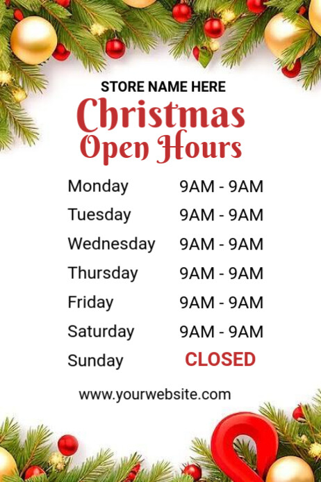 Copy of White Christmas Open Hours Poster | PosterMyWall